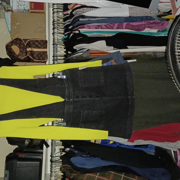 Free People skirt tank straps. Black denim and stretch. TOP NOT INCLUDED